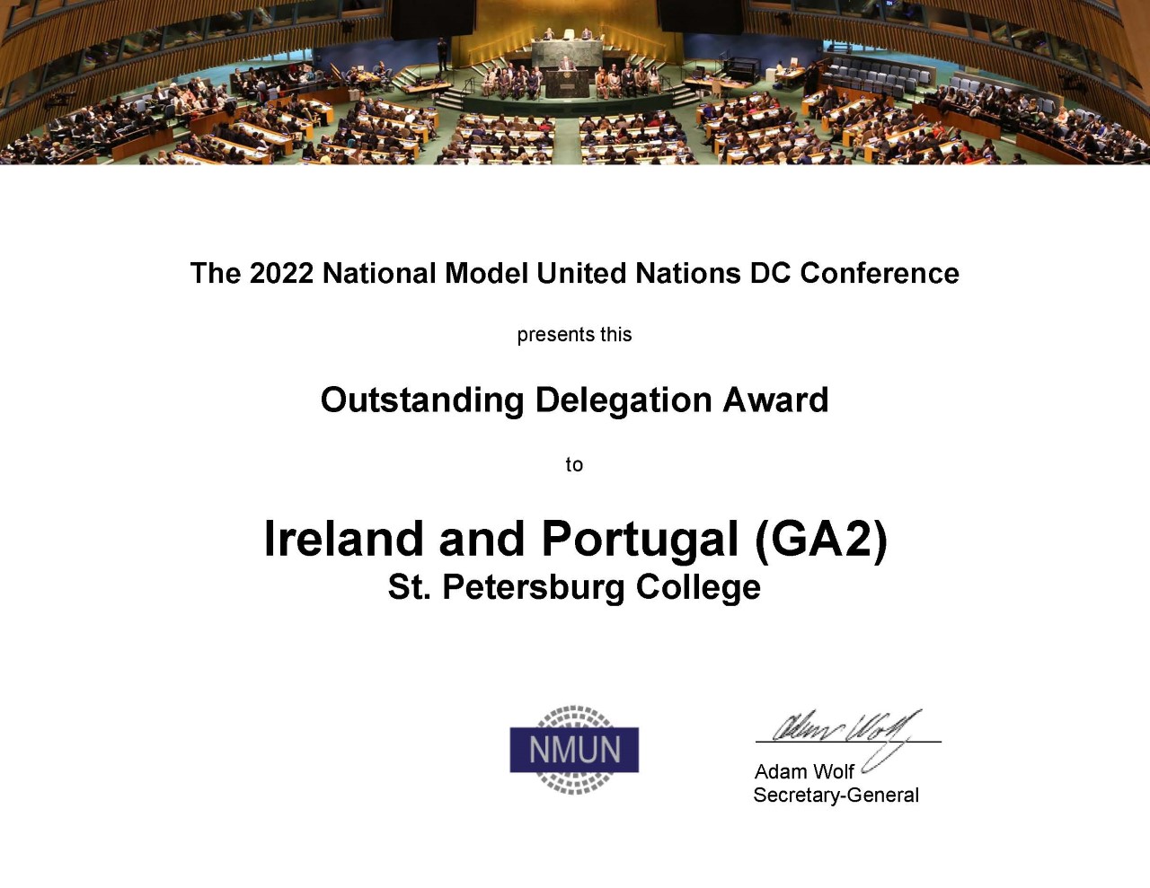 SPC Model UN team wins Outstanding Delegation at NMUN DC 2022 - Social ...